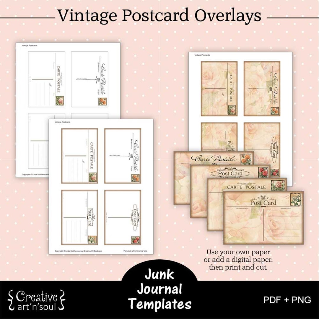 Printable Junk Journal Template, Junk Journal Overlays, Vintage ...