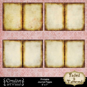 Printable Junk Journal Pages Faded & Tattered, Digital Download - Etsy
