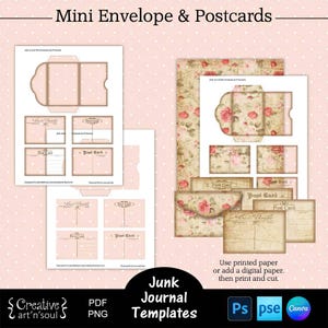 Junk Journal Envelope Templates, Printable Junk Journal Mini Envelope ...