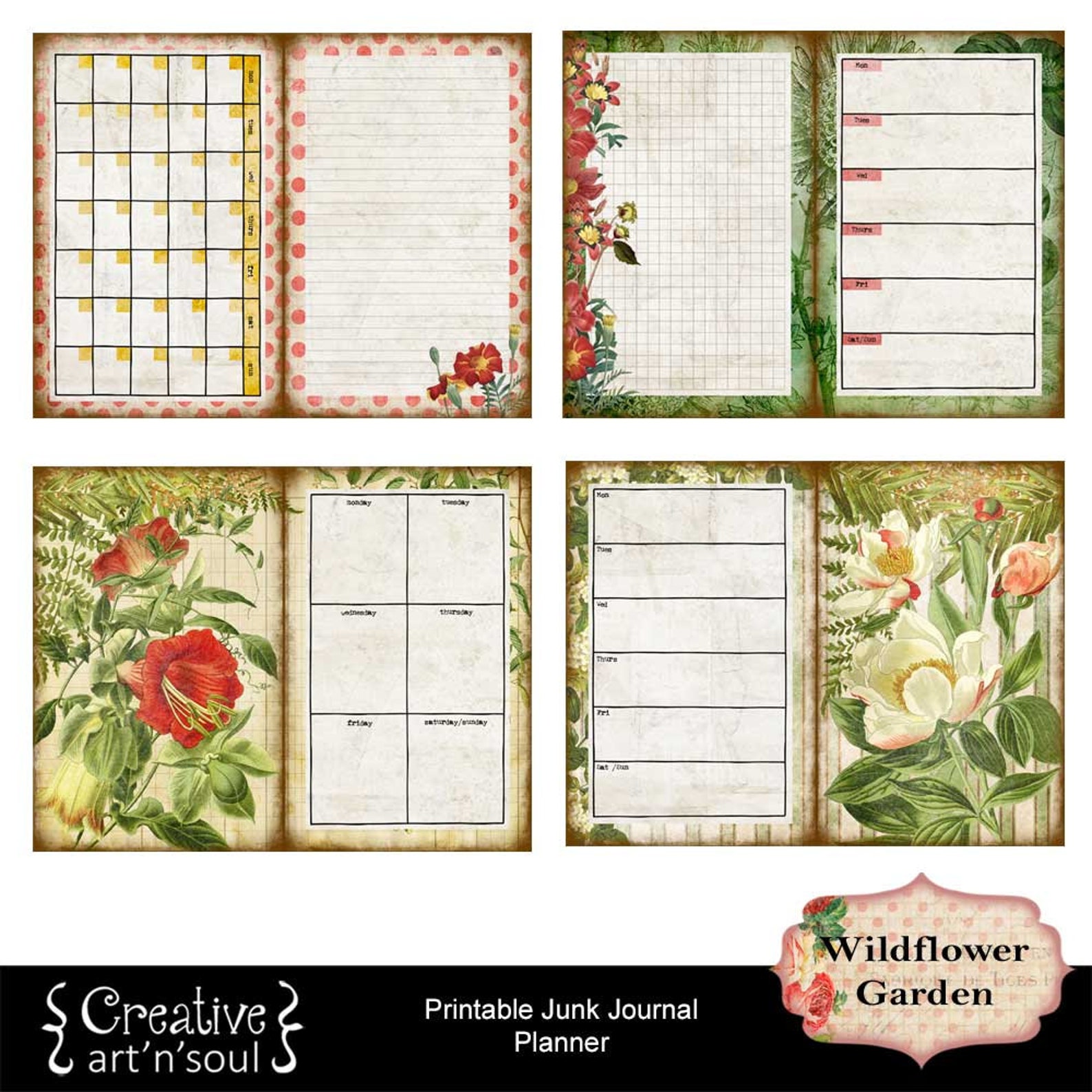 Printable Junk Journal Planner Wildflower Garden - Etsy
