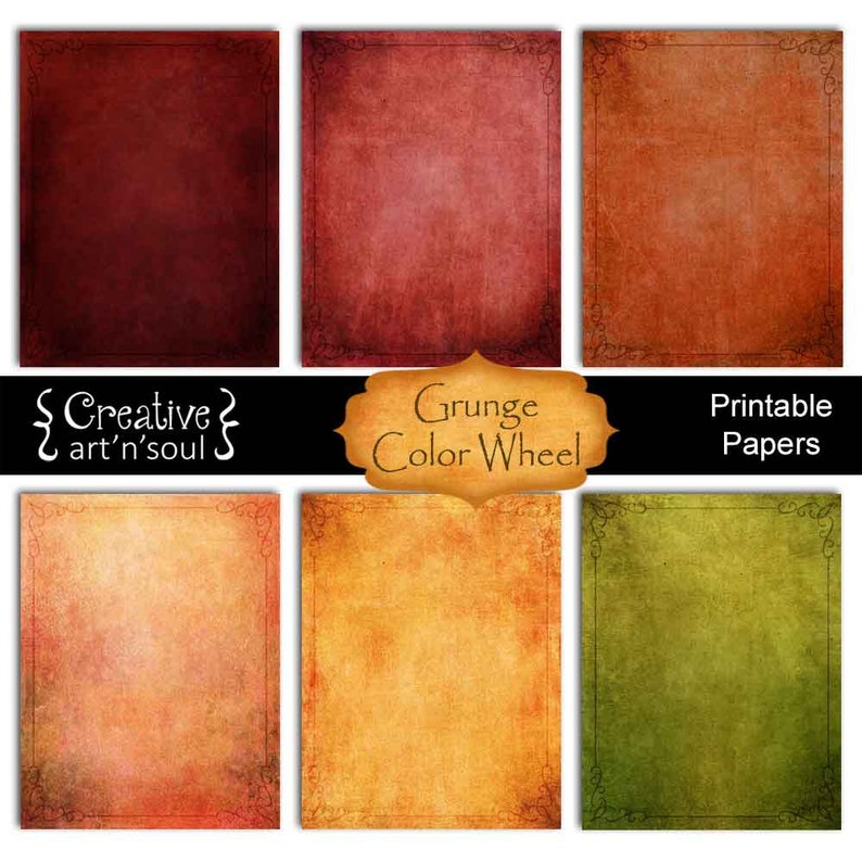Printable Paper Pack Digital Paper Grunge Color Wheel - Etsy