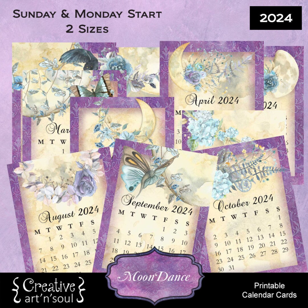 Tarjetas de calendario imprimibles 2024, Tarjetas de diario basura ...