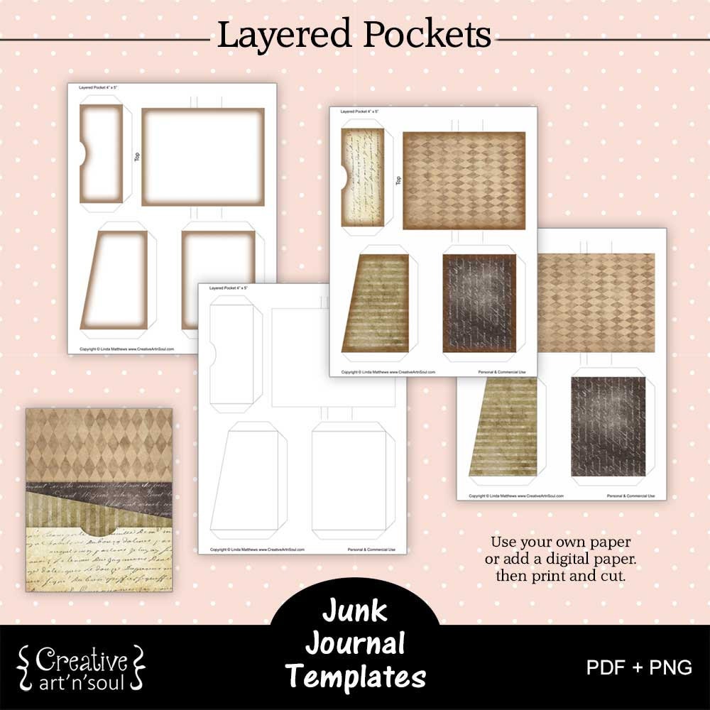 Printable Junk Journal Template, Junk Journal Layered Pockets - Etsy