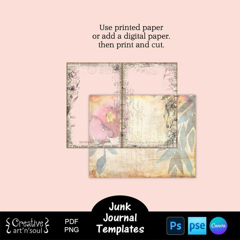 Junk Journal Templates, Page With Embellished Newspaper Overlays 11" X ...