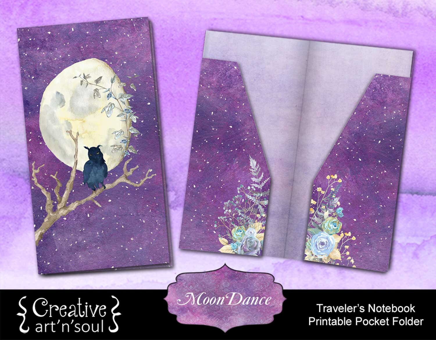 Printable Traveler's Notebook Pocket Folder Moondance | Etsy