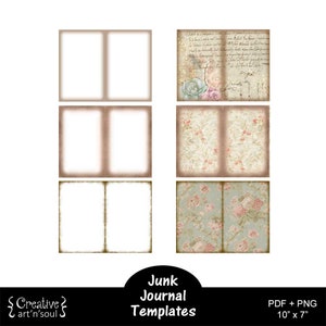 Printable Junk Journal Template, Junk Journal Page Overlays, Basic Page ...