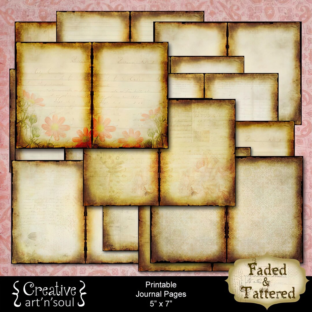 Printable Junk Journal Pages Faded & Tattered, Digital Download - Etsy