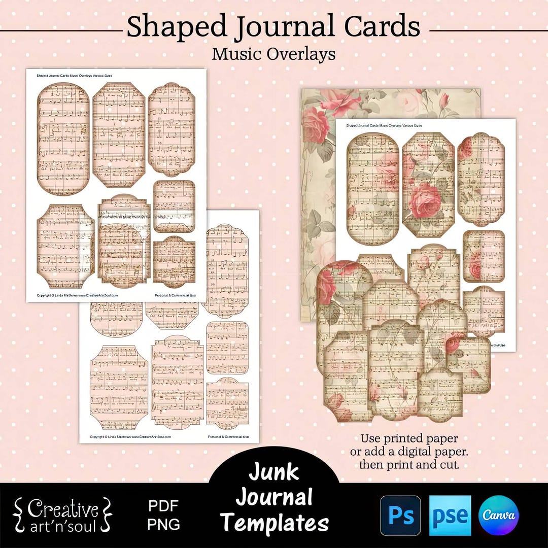 Printable Junk Journal Card Templates, Shaped Junk Journal Cards With ...