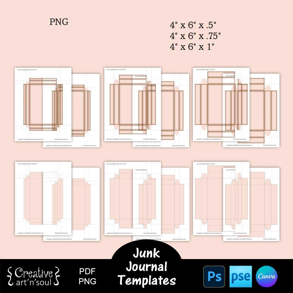 Junk Journal Templates, Printable Ephemera Boxes 4" X 6", Templates for ...