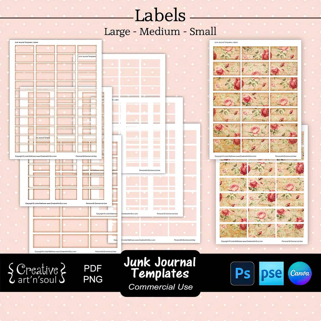 Junk Journal Templates, Printable Rectangular Labels, Templates for ...