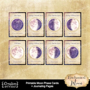 Moon Phase Cards + Printable Junk Journal Pages Enchanted Moon, Moon ...