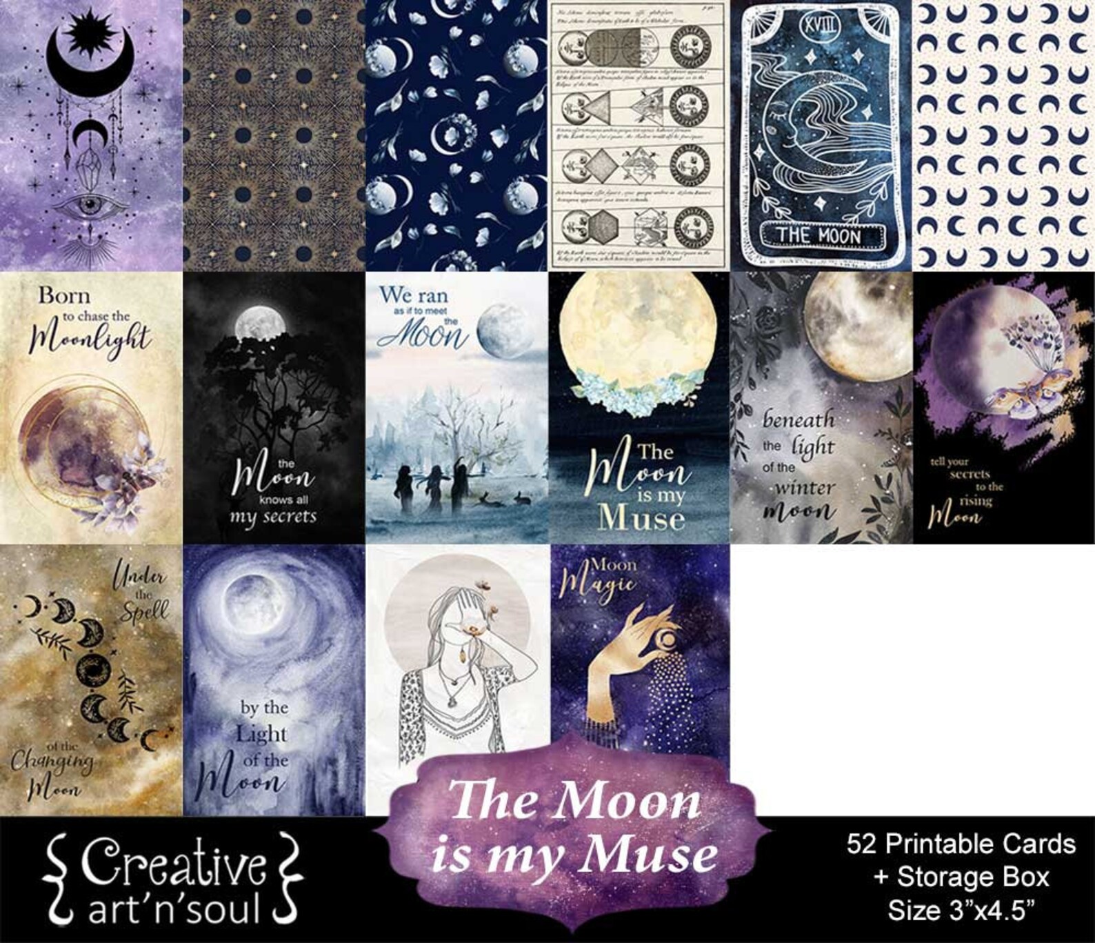Printable Moon Themed Cards Plus Storage Box the Moon is My - Etsy