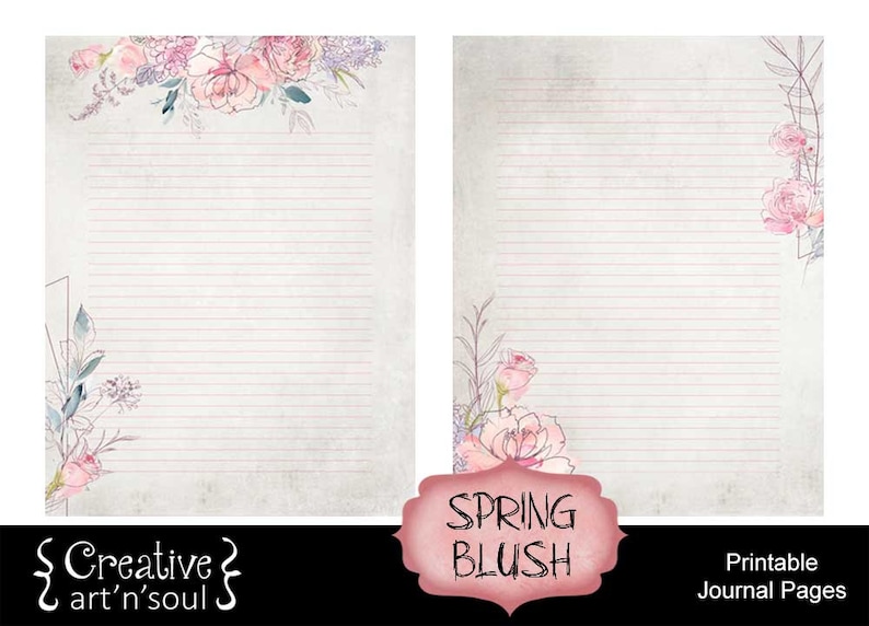 Printable Journal Pages Printable Writing Paper Spring Blush - Etsy