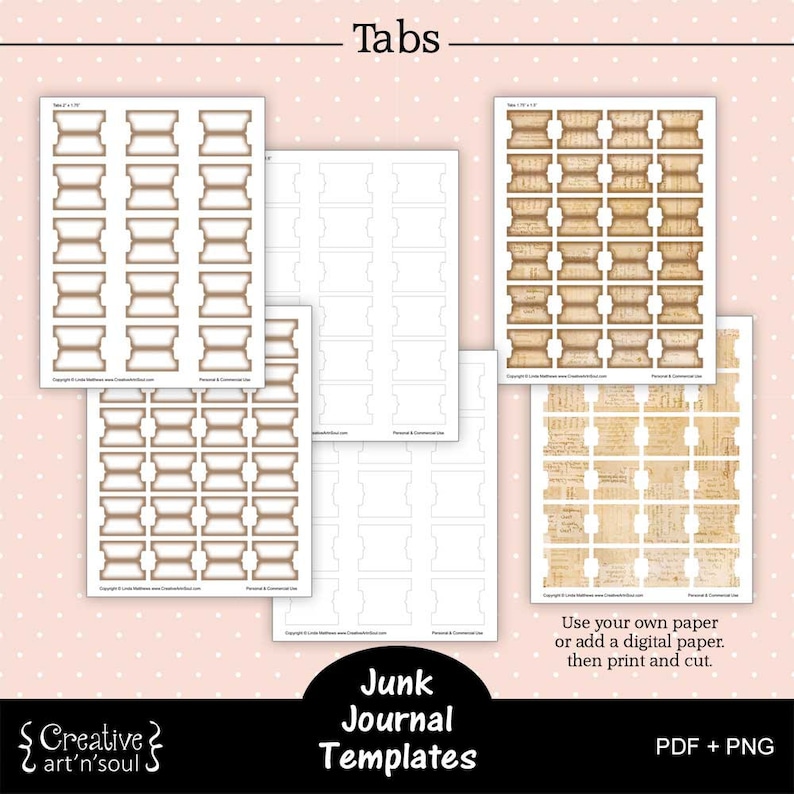 Printable Junk Journal Template Junk Journal Tabs - Etsy