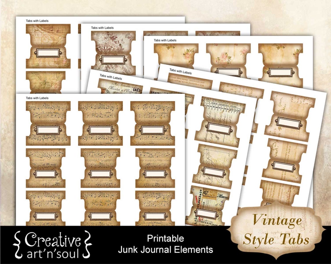 Printable Tabs With Labels Junk Journal Folder Tabs With - Etsy