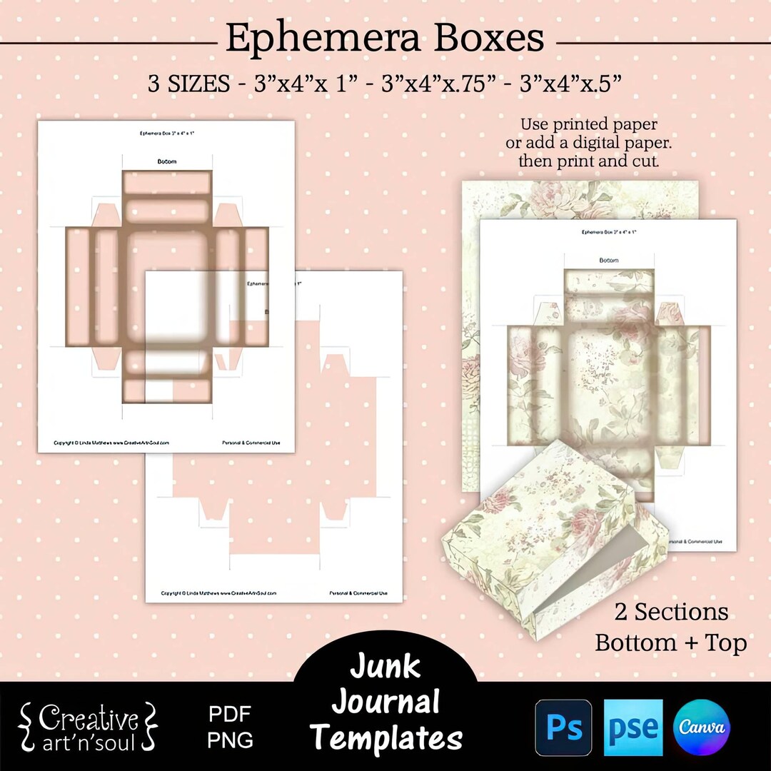 Printable Junk Journal Ephemera Box Templates, Junk Journal Ephemera ...