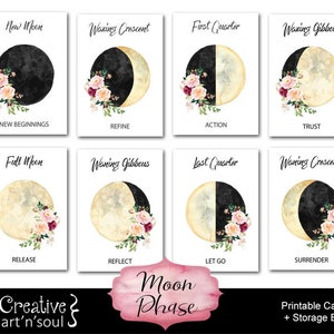 Moon Phase Printable Cards With Journaling Prompts, North and South ...