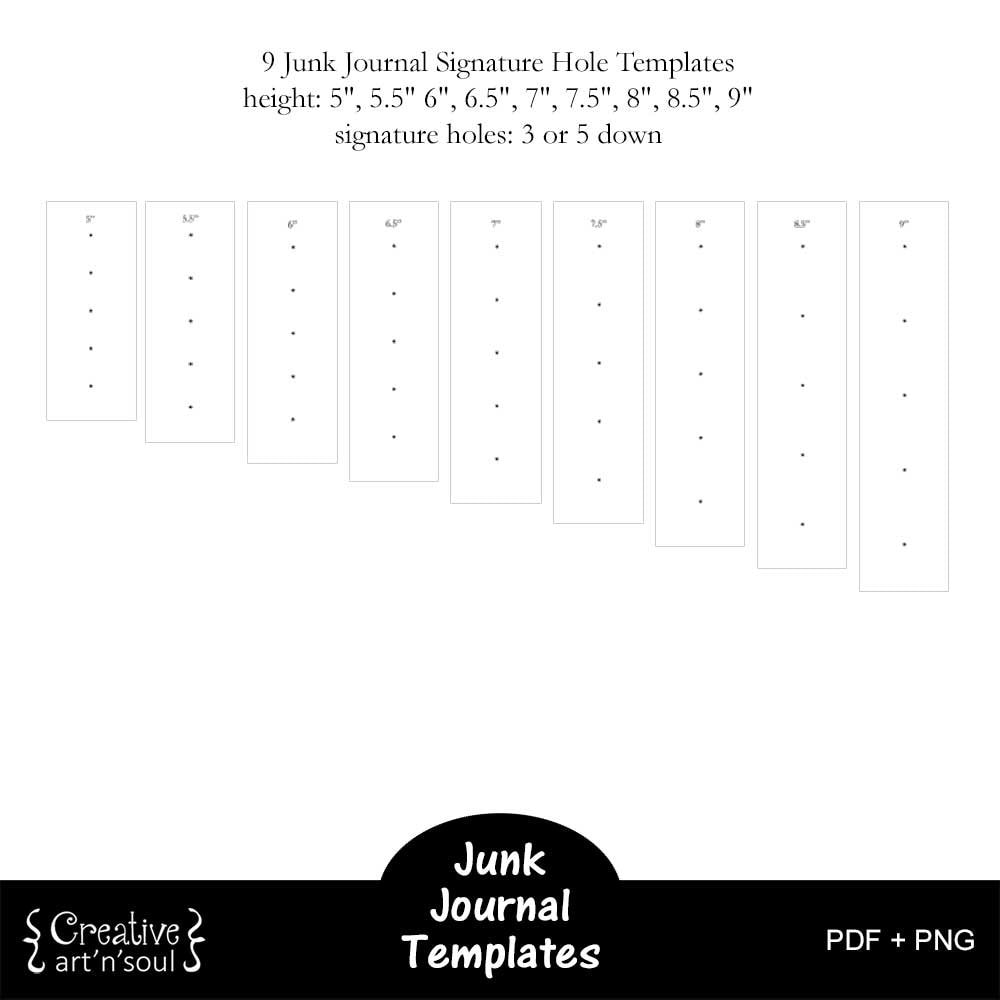 Junk Journal Templates, Spine and Signature Hole Templates Bundle ...