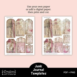 Printable Junk Journal Tag Templates, Junk Journal Shaped Tags ...