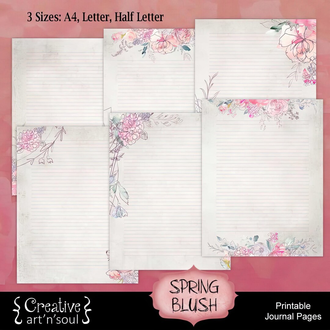 Printable Journal Pages, Printable Writing Paper, Spring Blush - Etsy