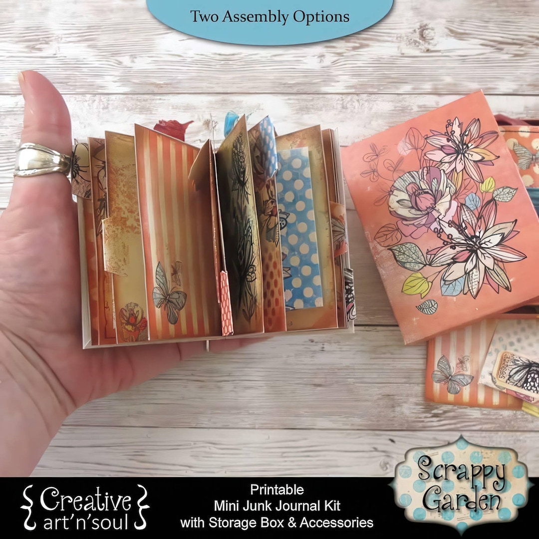 Printable Mini Junk Journal Kit Scrappy Garden, Junk Journal Pages and ...