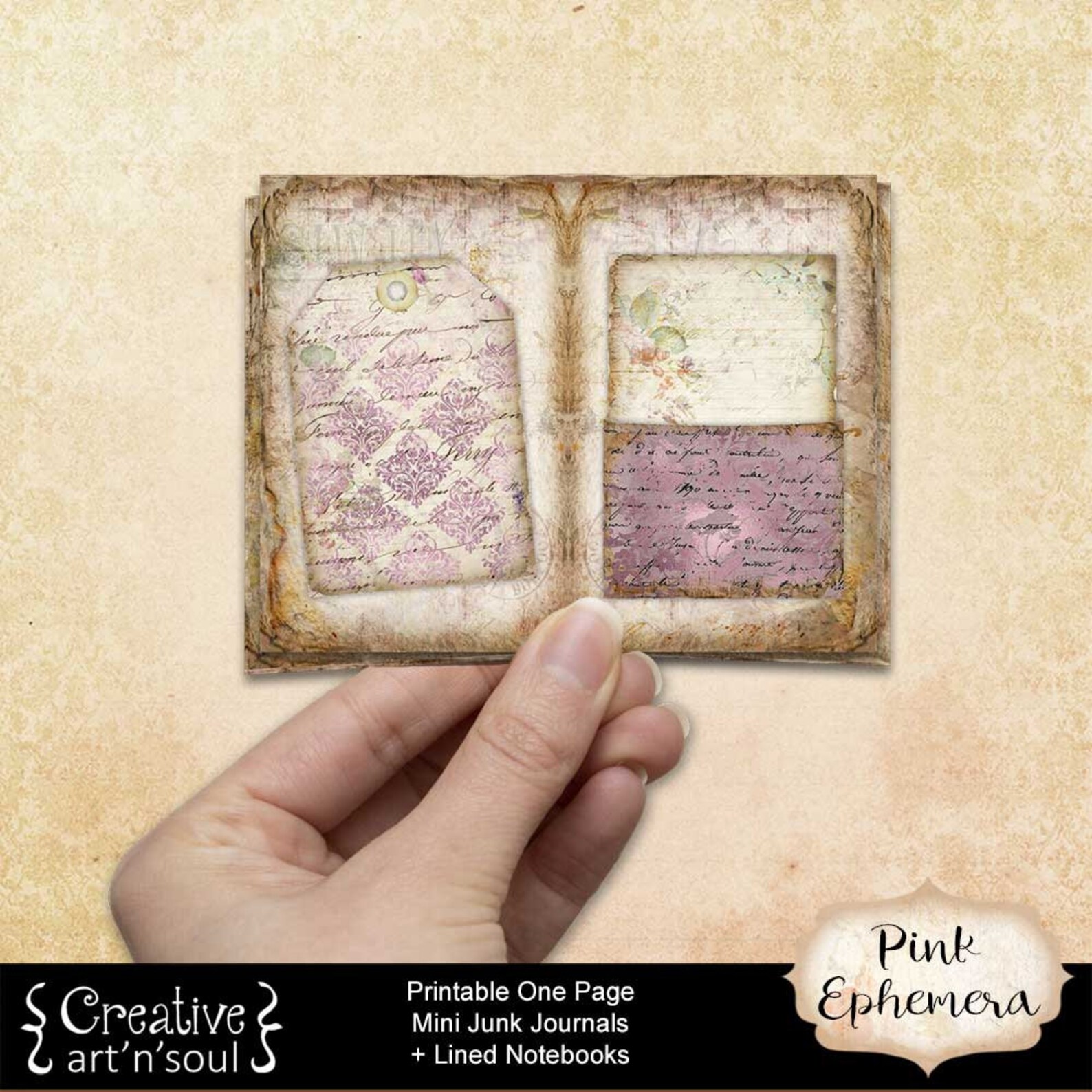 Printable Mini Junk Journal, Pink Ephemera, Junk Journal Pages and ...