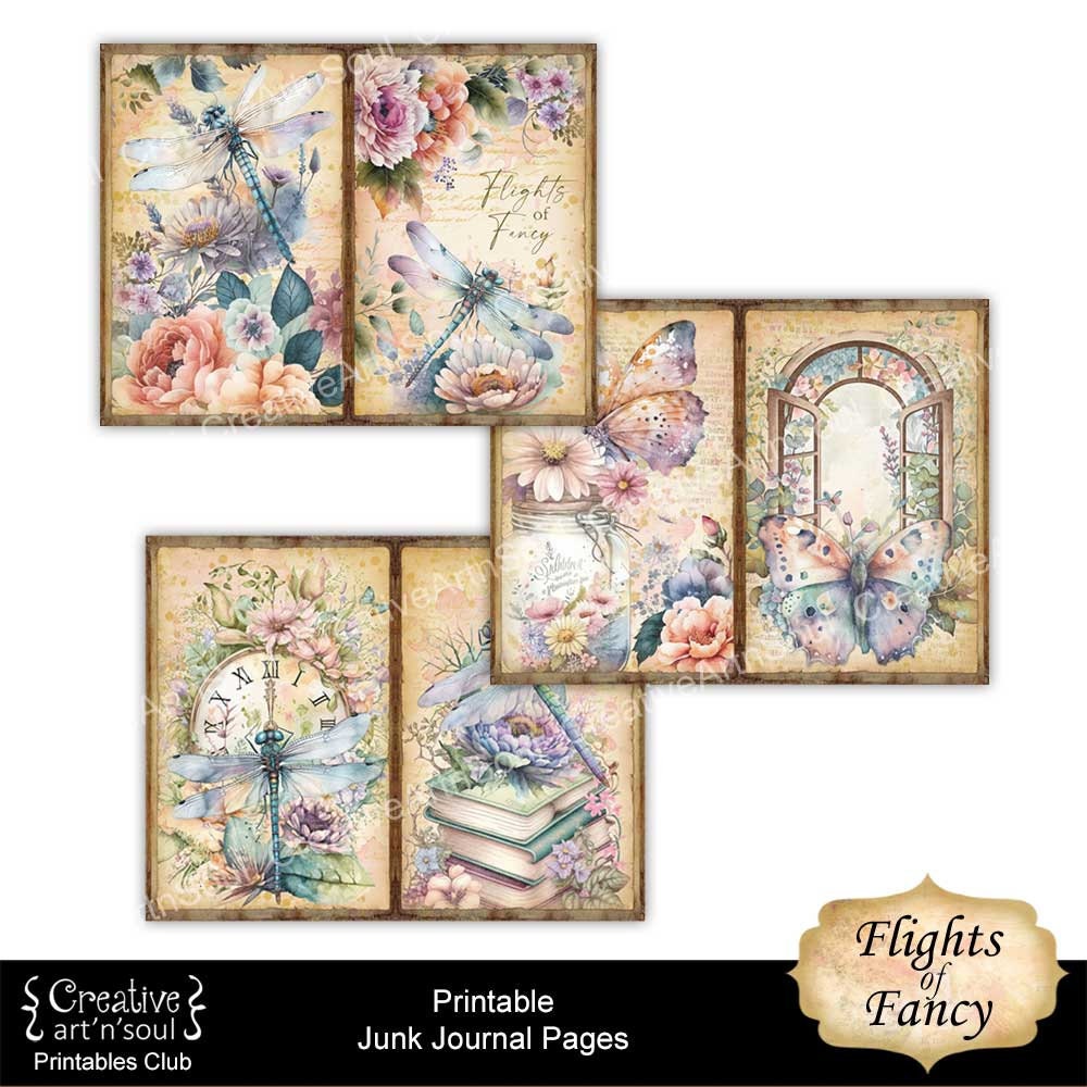 Printable Junk Journal Pages Flights of Fancy - Etsy