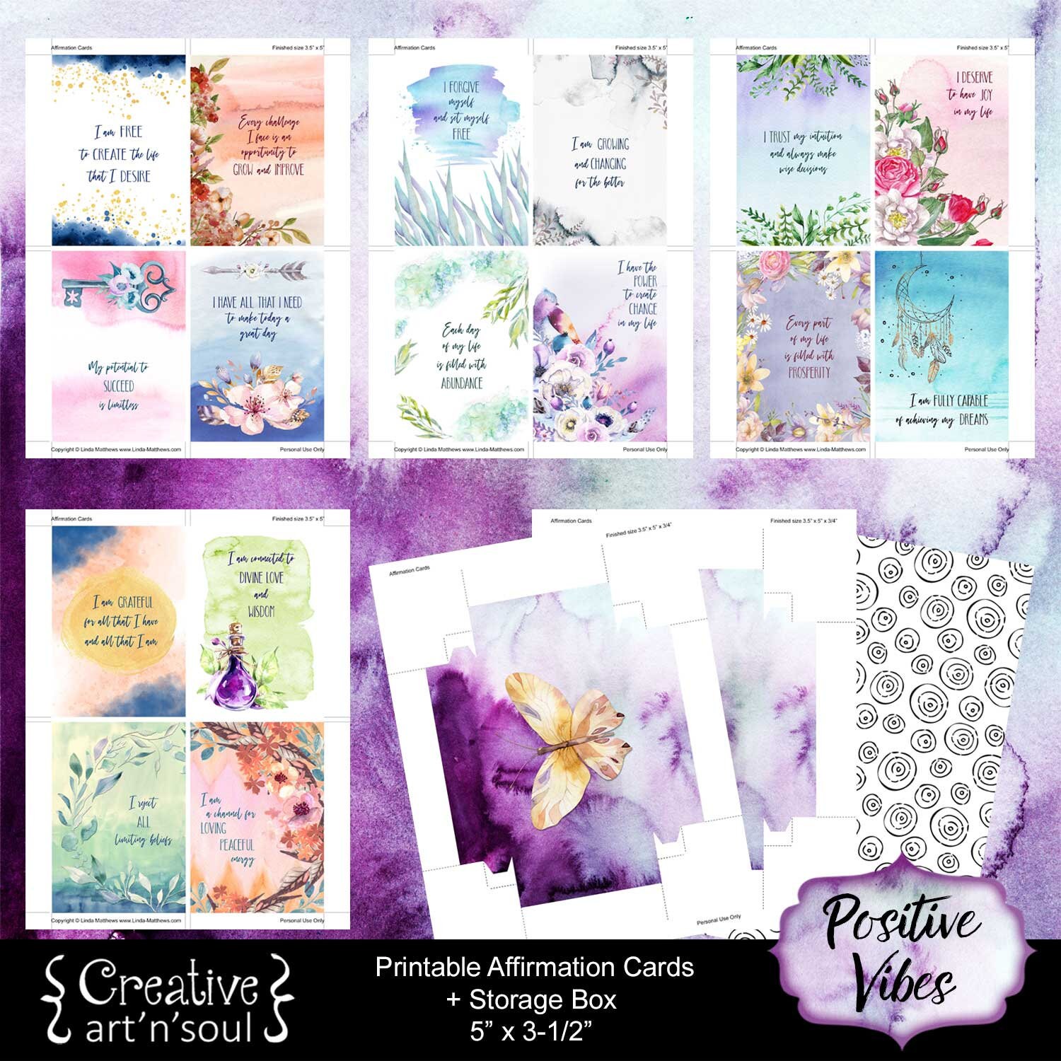 Printable Affirmation Cards Positive Vibes 40 Printable - Etsy