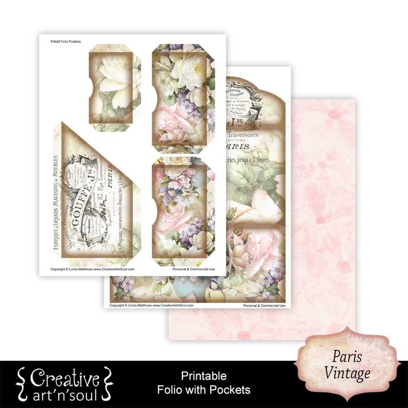 Printable Junk Journal Folio With Pockets, Paris Vintage - Etsy
