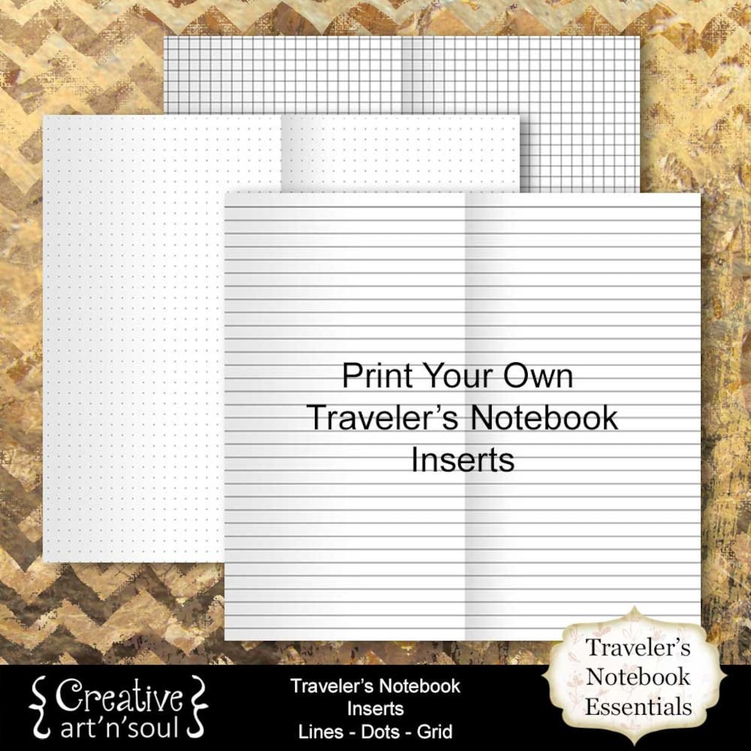Printable Traveler's Notebook Inserts Lines, Dots, Grid, Covers - Etsy