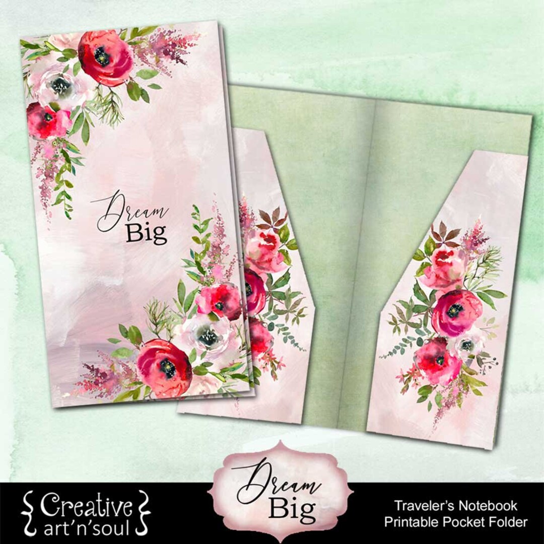 Printable Traveler's Notebook Folder With Pockets, Dream Big - Etsy
