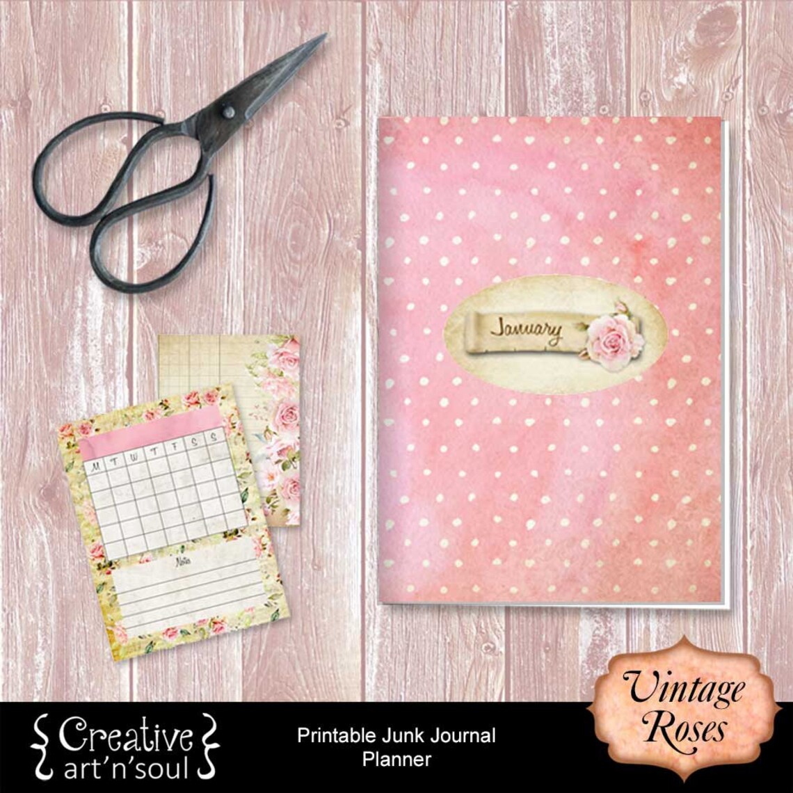 Printable Junk Journal Planner Vintage Roses - Etsy