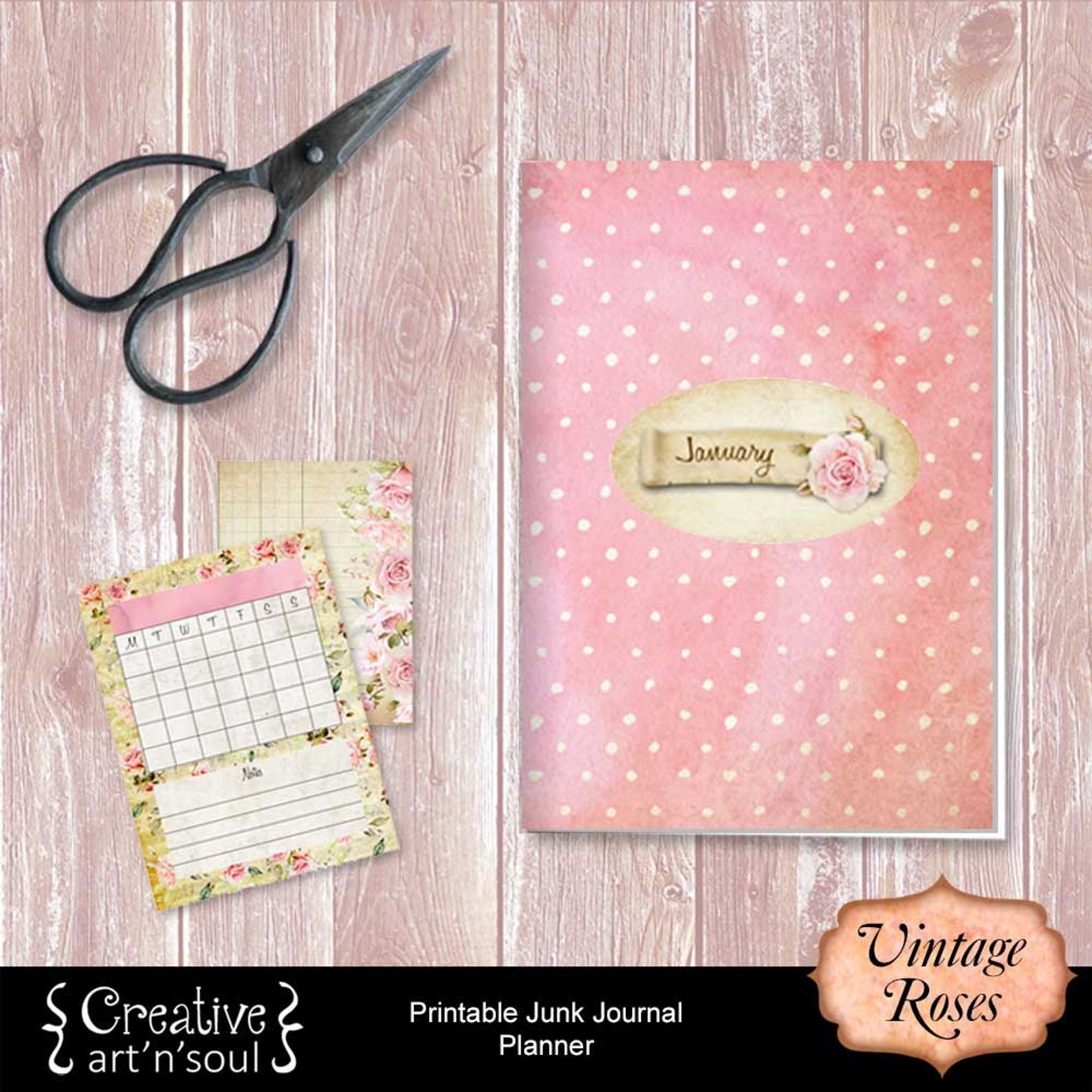 Printable Junk Journal Planner, Vintage Roses, Digital Download - Etsy