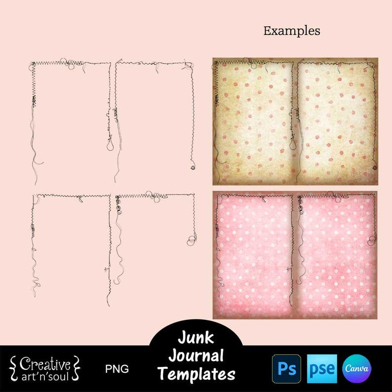 Junk Journal Templates, Stitched Page Edges 11" X 8.5", Templates for ...