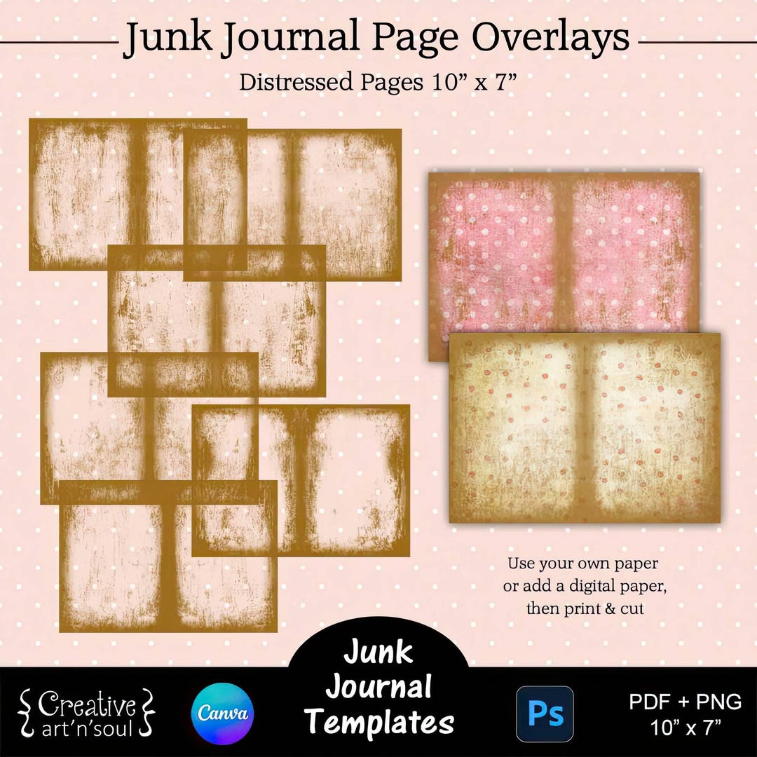 Printable Junk Journal Page Templates, Junk Journal Distressed Page ...