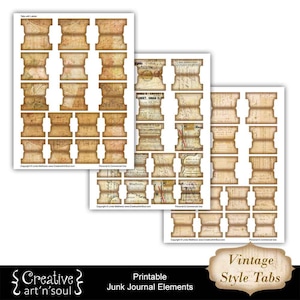 Printable Junk Journal Tabs, Junk Journal Folder Tabs - Etsy
