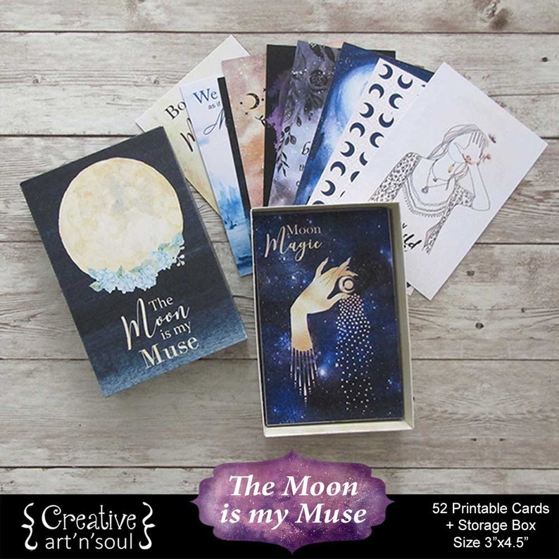 Printable Moon Themed Cards Plus Storage Box the Moon is My - Etsy