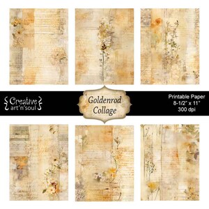 Printable Paper Pack, Digital Paper, Junk Journal Pages, Goldenrod ...