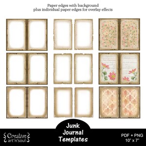 Printable Junk Journal Template, Junk Journal Overlay, Page Borders ...