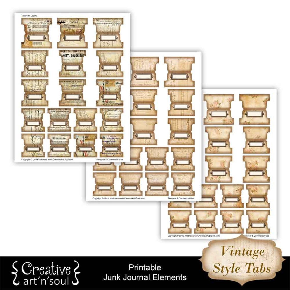 Printable Tabs With Labels Junk Journal Folder Tabs With - Etsy