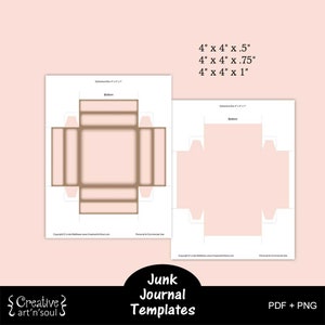 Printable Junk Journal Box Templates, Junk Journal Ephemera Boxes 4" X ...