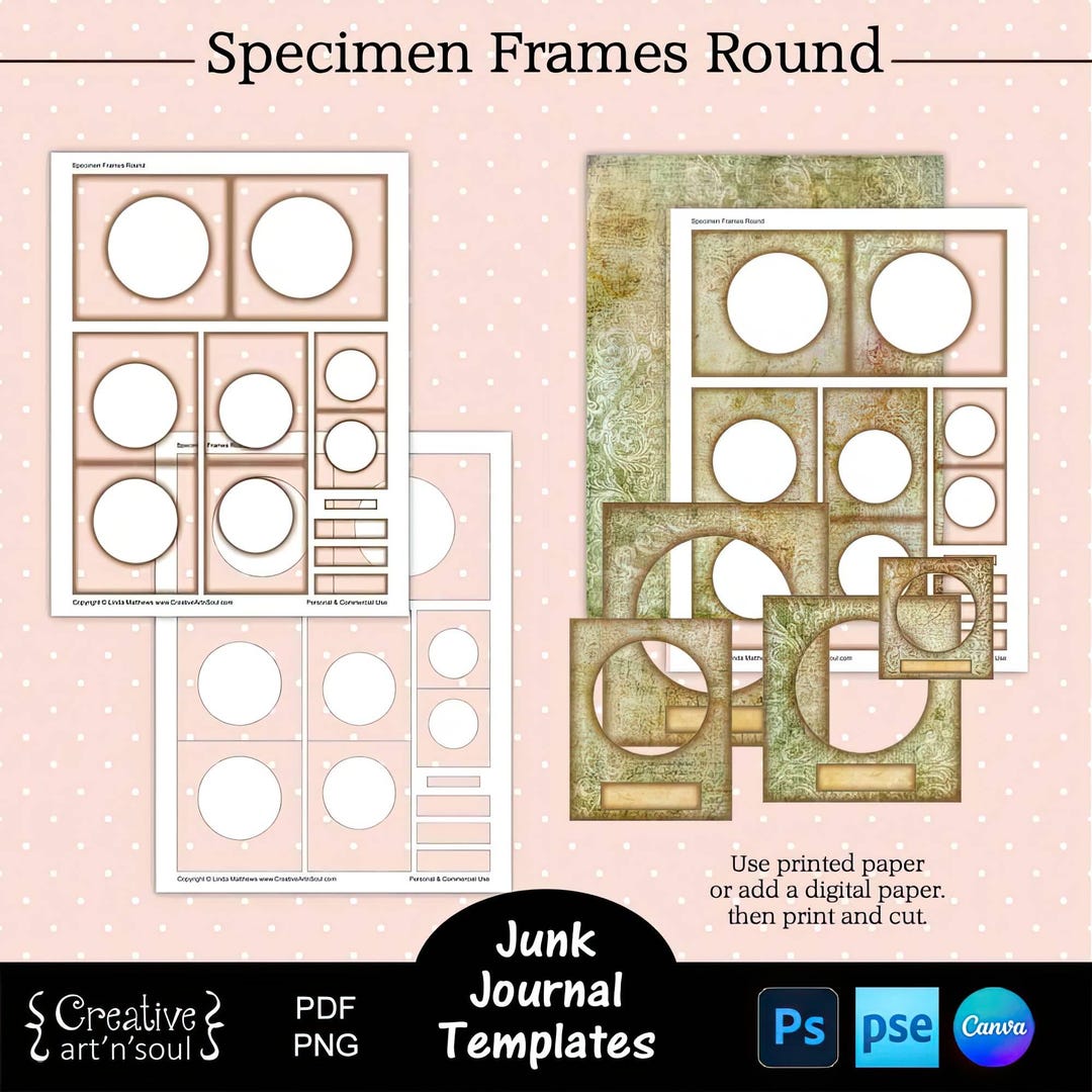 Printable Round Specimen Frames Templates, Junk Journal Templates ...