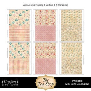 Printable Mini Junk Journal Kit the Tea Shop, Printable Junk Journal ...