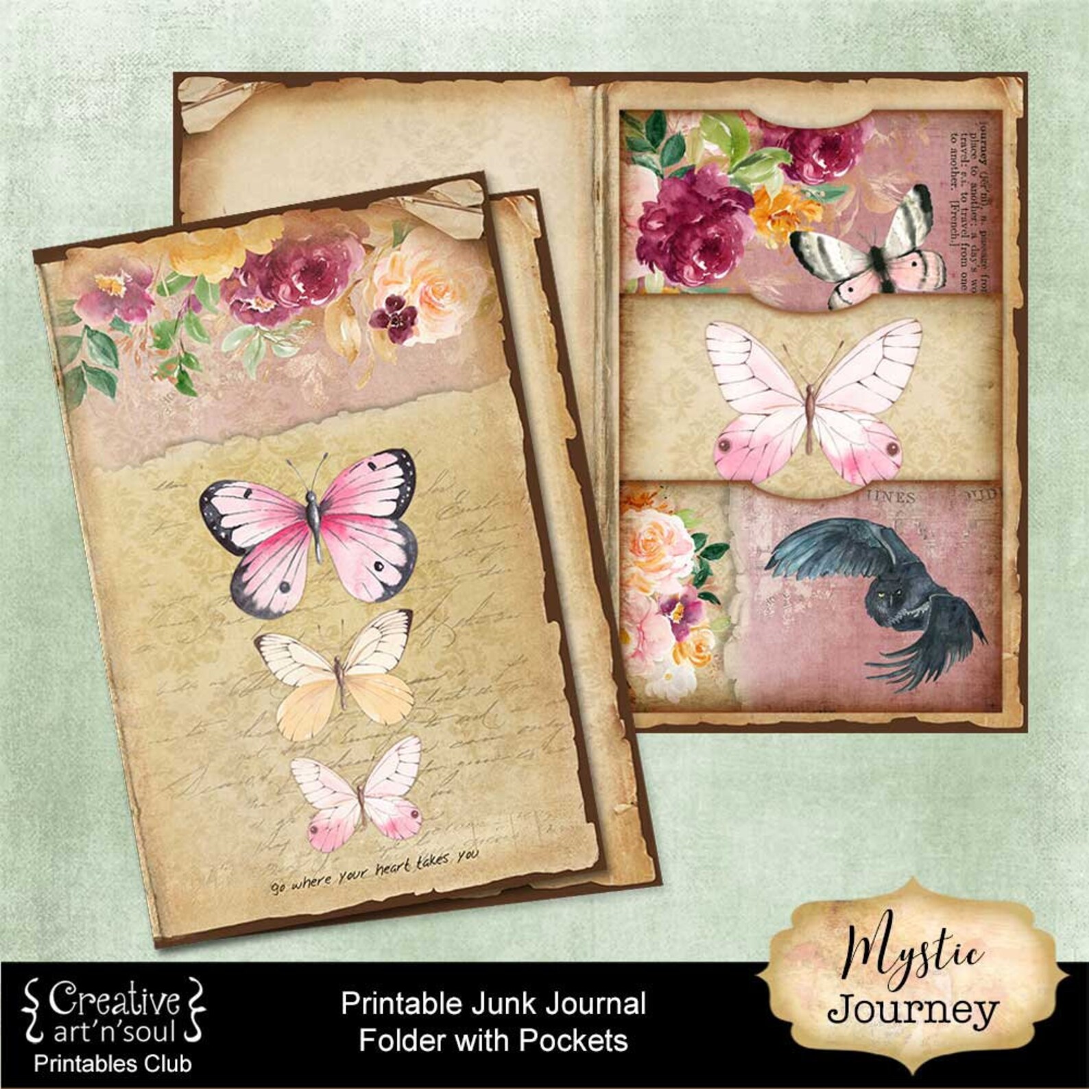 Printable Folder Junk Journal Folder With Pockets Mystic - Etsy