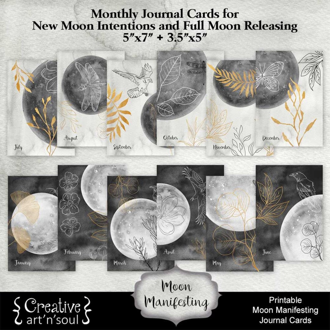 Moon Manifesting Journal Cards, Full Moon and New Moon - Etsy