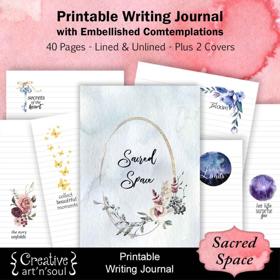 Printable Writing Journal, Printable Stationery, Lined and Unlined ...