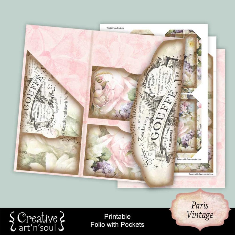 Printable Junk Journal Folio With Pockets, Paris Vintage - Etsy