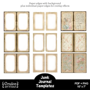 Printable Junk Journal Template, Junk Journal Overlay, Page Borders ...