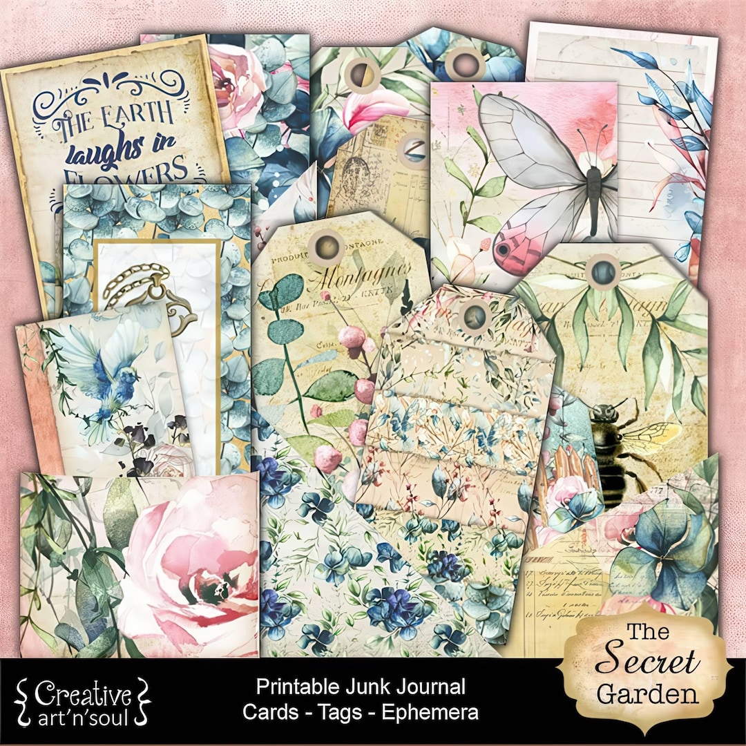 The Secret Garden Printable Junk Journal Ephemera, Printable Cards Tags ...
