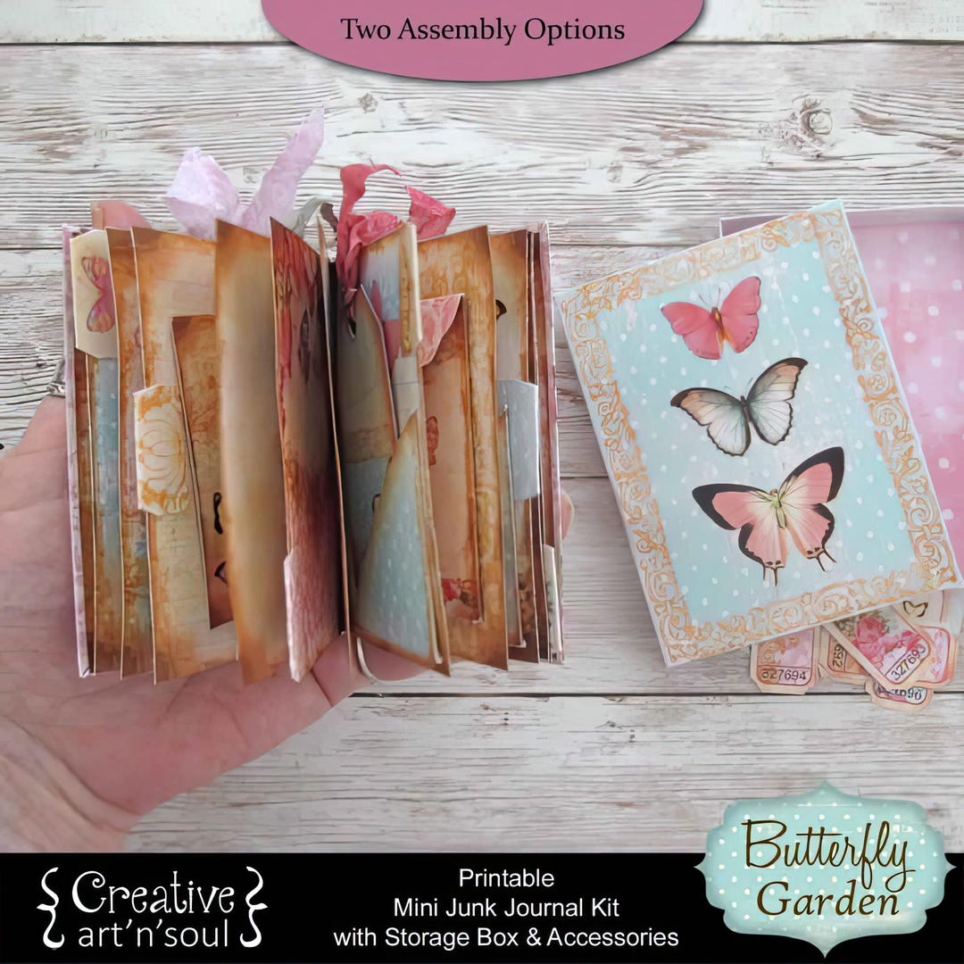 Butterfly Garden Printable Mini Junk Journal Kit, Digital Journal Kit ...